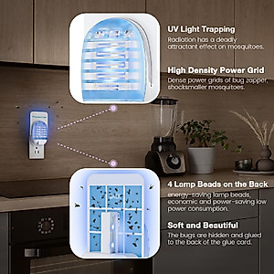 Flying Insect Trap 2 Devices+6 Refills, Bug Zapper+Insect Trap for Home,Kill Grid & Glue Dual Efficacy Mosquito Killer,Plug-in Fly Traps for Flies, Fruit Flies, Moths, Gnats, and Other