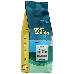 Door County Coffee Vanilla Creme Brulee Flavored Coffee |10oz Bag | Ground Coffee Medium Roast |100% Arabica Coffee | Vanilla Creme Brulee