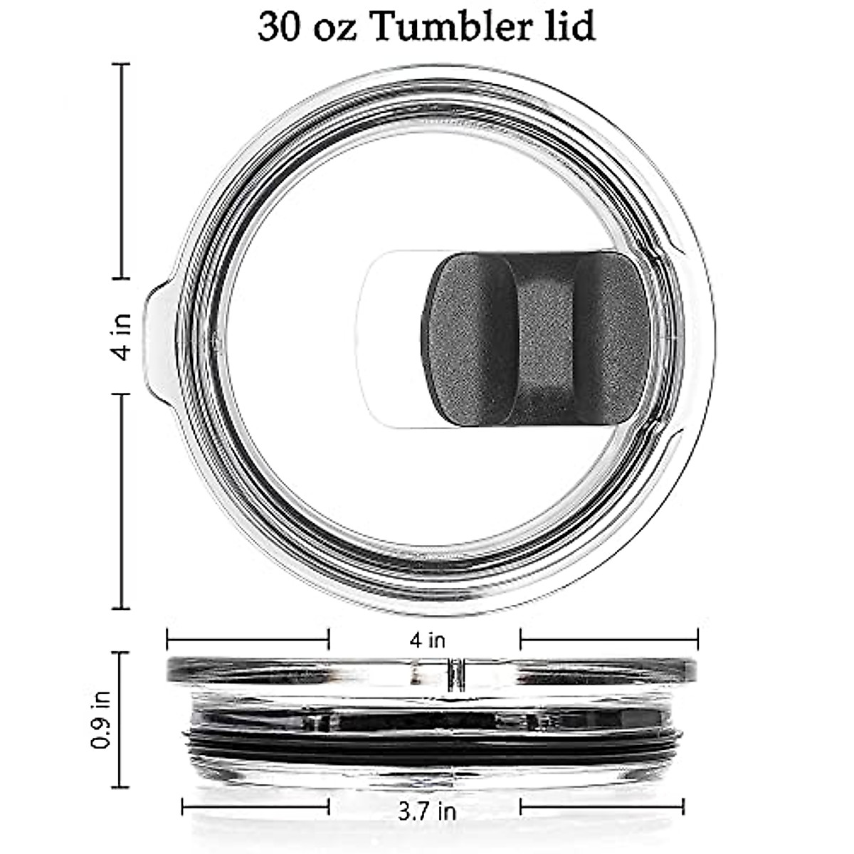 30 oz Magnetic Lid for Tumbler - Compatible with YETI Rambler, Ozark Trail, Old Style Rtic and More, Magnetic Slider Switch Spill Proof Tumbler Cover (30Oz Pack of 2 Black)