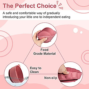 Kiddie Crave Baby Feeding Supplies Set of 11 – Ultra Soft Silicone Baby Utensils – Colorful Baby Led Weaning Supplies with Spoons, Bibs, Bowls – Comfortable and Safe Baby Plates (Pink)