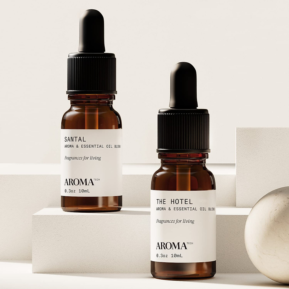 AromaTech Santal & The Hotel Set | Gift Set of Aroma Diffuser Essential Oils Blend of Santal Cardamom, Papyrus, Musk | The Hotel Peach, Red Rose, Pine - 10 Milliliter