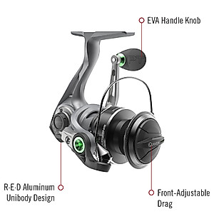Quantum Energy S3 Spinning Fishing Reel, Size 25 Reel, Changeable Right- or Left-Hand Retrieve, Continuous Anti-Reverse Clutch, EVA Handle Knobs, 5.2:1 Gear Ratio, 8 + 1 Bearings, Silver/Black