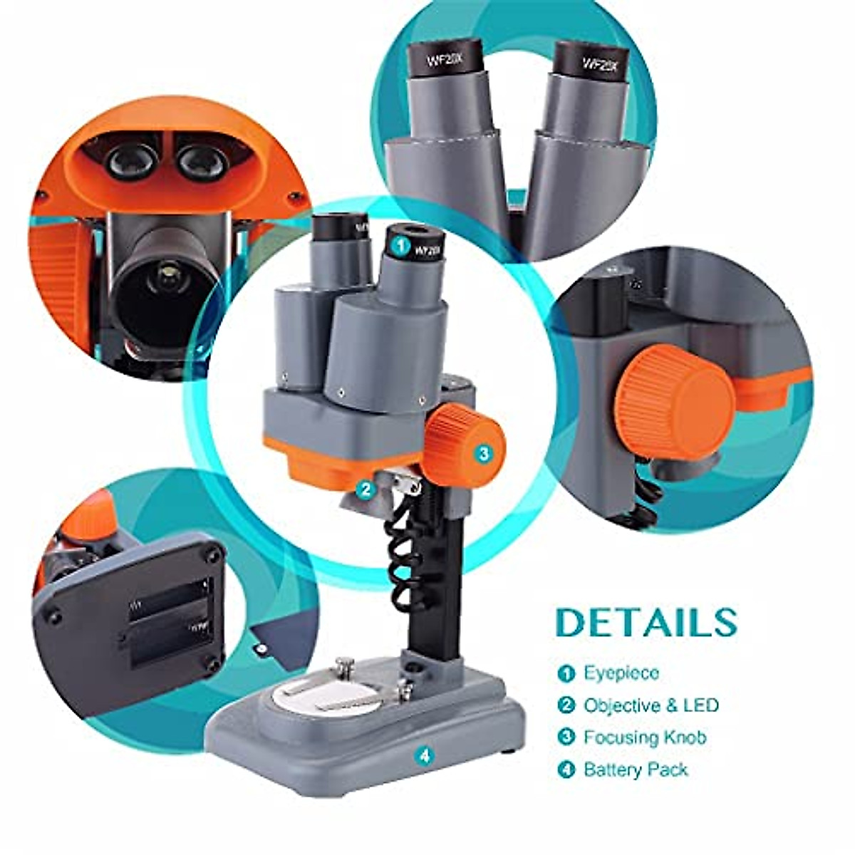 SAWQF 40X Binocular Stereo Microscope for PCB Solder Mineral Specimen Watching Kids Science Education Phone Repair Tool