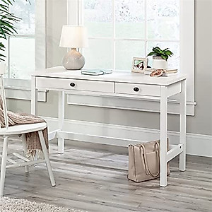 Sauder County Line Rustic Writing Desk with Drawers in Soft White, Soft White Finish