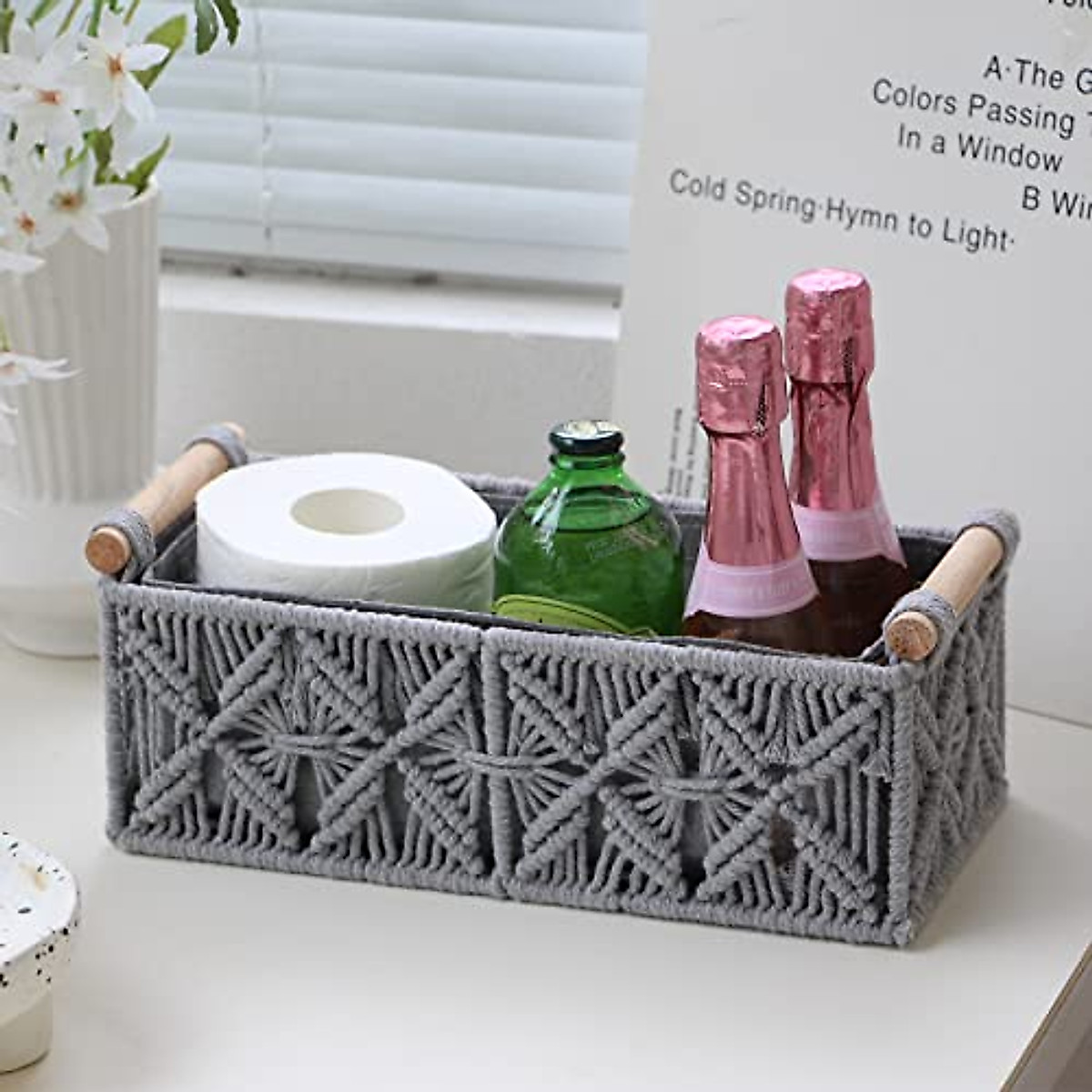 Toilet Paper Basket Macrame Bathroom Storage Baskets with Removable Cloth Boho Decorative Woven Basket for Countertop,Toilet Tank,Shelf,Dressing Table