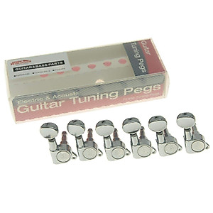 Wilkinson 6 Inline Chrome E-Z-LOK Post Guitar Tuners E-Z Post Guitar Tuning Keys Machine Heads with Mini Oval Button Chrome/Black/Gold