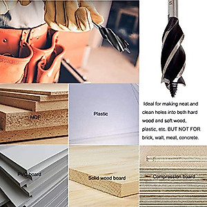 Woodworking Auger Drill Bit Sets, 8Pcs High Carbon Steel Wood Boring Bits Long 4 Flute Cut Drilling Tool Wood Hole Cutter for Wood Door Lock 9/23, 9/19, 5/9, 7/11, 5/7, 11/14, 13/15, 63/64-IN