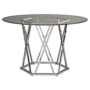 Signature Design by Ashley Madanere Round Contemporary Dining Room Table, Chrome Finish