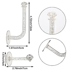 4 PACK Adhesive Scrunchie Holder Hair Accessories Clear Glitter Waterproof Organizer Wall Hooks Stick Scrunchies Holder Scrunchy Storage Stick Display Stand Wall Hook for Women Girl Headband Bracelet Necklace