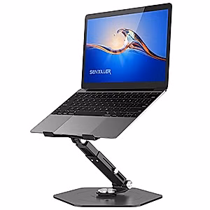 SENXILLER Laptop Stand for Desk, Laptop Stand Adjustable Height up to 19 inch, Swivel Laptop Stand with 360°Rotating, Laptop Riser Computer Stand Compatible with MacBook and All Laptops