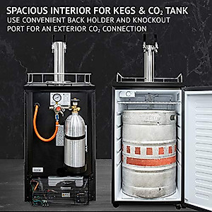 Ivation Full Size Kegerator | Dual Tap Draft Beer Dispenser & Universal Beverage Cooler | Mounted CO2 Cylinder, Temperature Control, Drip Tray & Rail | Fits 1/2 Keg, 1/4 Pony Keg, (2) 1/6 Kegs (Black)