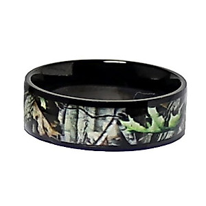 3 pc His & Hers Heart Red Camo Black Stainless Steel and Titanium Engagement Wedding Rings Set (Size His 09, Hers 06)