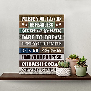Inspirational Believe in Yourself Canvas Wall Art Poster Print, Positive Quotes Farmhouse Style Painting Ready to Hang Home Living Room Office Decor Gift (11.5" x 15")