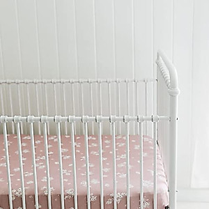 Sorrel + Fern Crib Sheet for Standard Crib Mattress (Antique Rose) - Premium Fitted Sheets - Buttery Soft Cotton Blend