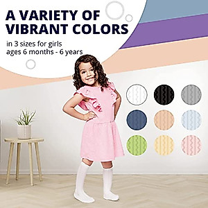 LA ACTIVE Girls Knee High Socks Cozy Warm Cotton Uniform Athletic Socks for Toddlers Dress Socks