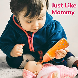 Mommy & Me Magic Bottles - 2 Baby Doll Bottles, Disappearing Milk and Juice Bottles Large Size Especially Bigger for Toddlers