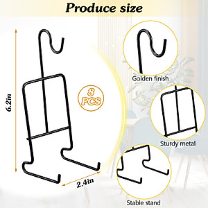 8 Pieces Tea Cup and Saucer Display Stand Holder Rack Coffee Mug Organizer Mug Display Black Tea Cup Holder Cup Stand for Display Cabinet Kitchen Living Room China Teacup Tray, 6.22 x 2.44 Inches