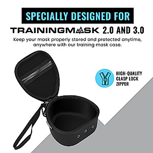 Training Mask Hard Carry Case with Quick Zip Pouch - Internal Soft Webbing for Any Workout, Cardio and Endurance, Fitness, Breathing Resistance, Running (Black)