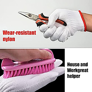 apauls Cotton Work Gloves, 12 Pairs Knitted Lightweight Work Safety Gloves, Elastic Cotton Glove for Painter Mechanic Industrial Warehouse Gardening Construction BBQ