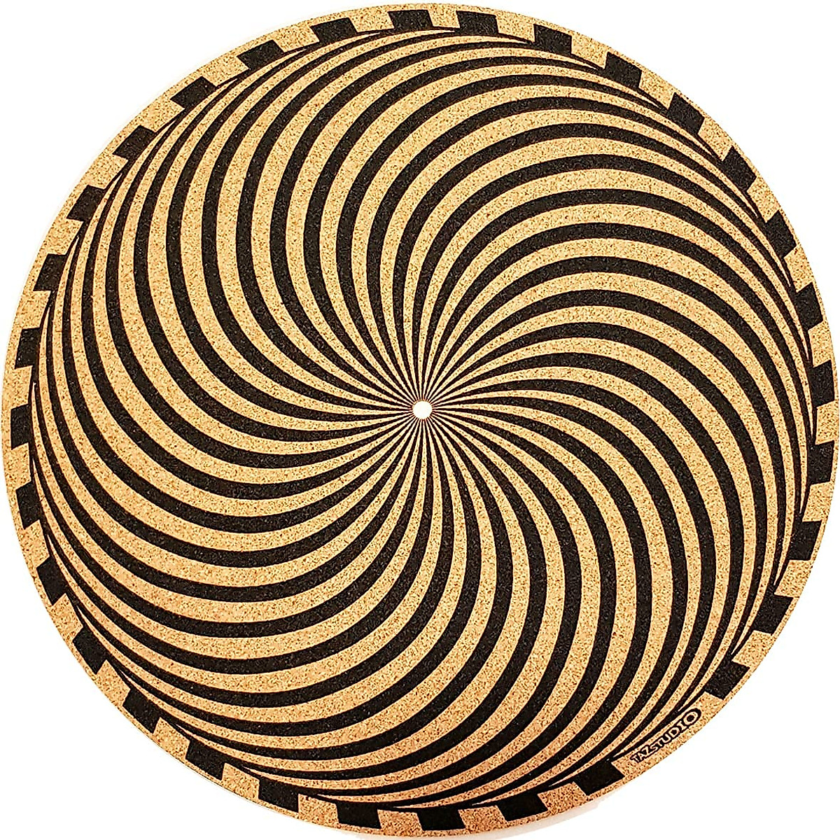 TazStudio Cork Turntable Mat for Better Sound Support on Vinyl LP Record Player - Original Geometric Design- Storm Art [3mm Thickness]-m2
