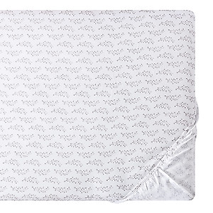 3-Piece Blue and Gray Crib Bedding Set for Girls and Boys. Standard Size Set Inlcudes Comforter, Neutral Crib Fitted Sheet, and Changing Pad Cover. Grey and Blue Damask Pattern