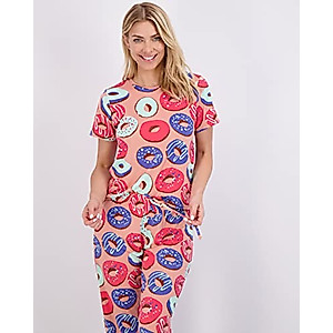 Real Essentials 2 Pack: Womens Short Sleeve Shirt Capri Sweat pants Pajama Sets Pajamas Soft PJ Women Two Piece Matching Pants Top Loungewear Sleep Wear Sexy Summer Bottoms Pijamas Ladies - Set 7, S