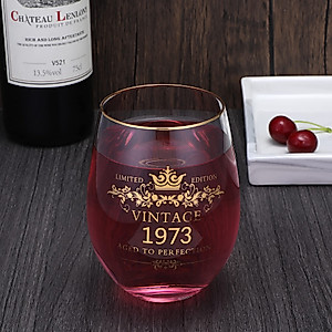 wufengye 1973 51th Birthday Gifts for Women Men 15 Ounce Wine Glasses Classic Birthday Gift Water Tumbler Juice Cup Happy Birthday Present .1973 Vintage Edition 51th Anniversary