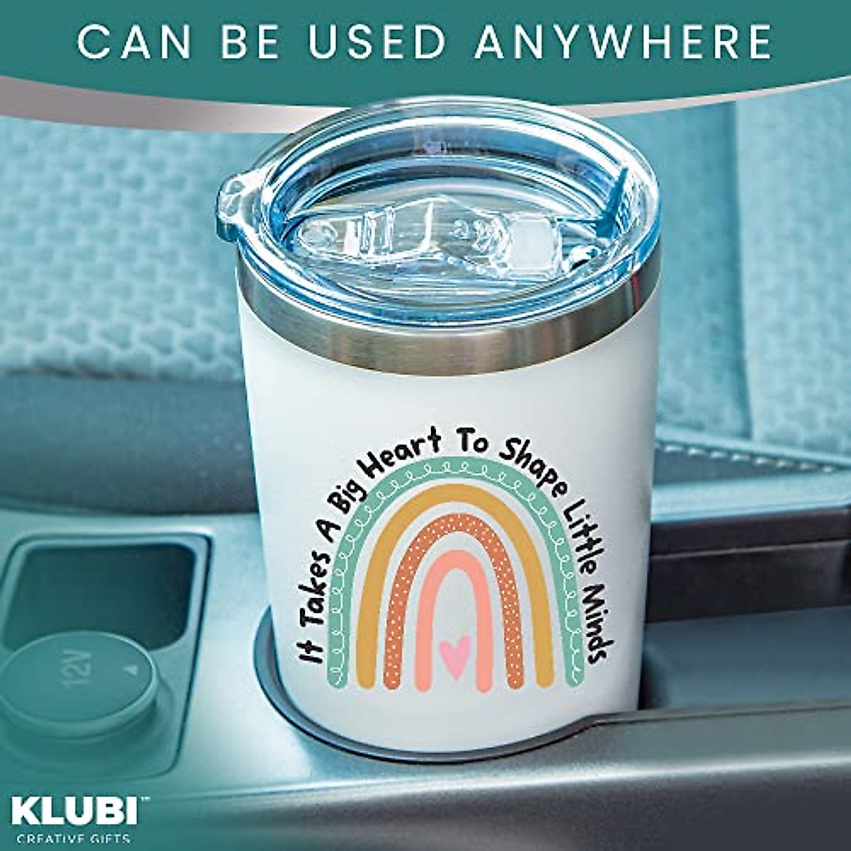 KLUBI Teacher Gifts Coffee Mug - It Takes a Big Heart to Shape Little Minds 20oz Tumbler/Mug - Cute Idea for Appreciation Week, Women, Teaching, Best, Thank You, Birthday, Nanny Gifts, Babysitter