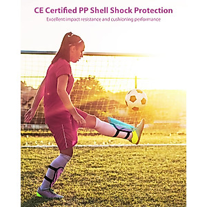 Shin Guards Soccer Kids Youth, CE Certified Airsfish Shin Pads Protection Gear for 2-18 Years Old Boys Girls Teenagers High Impact Resistant Breathable Comfortable 1 Pair 4 Sizes (XX-Small, Pink)