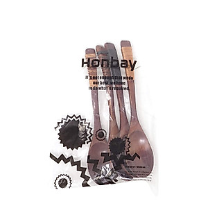 Honbay 4PCS Handmade Japanese Style Long Handle Wooden Soup Spoons with Tied Line on Handle for Travel, Picnic, Camping or Just for Daily Use