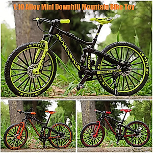 YEIBOBO ! Alloy Mini Downhill Mountain Bike Toy, Die-cast BMX Finger Bike Model for Collections (Black/Green)