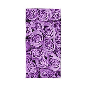 ALAZA Purple Rose Flowers Hand Towels Bathroom Towel Highly Absorbent Soft Small Bath Towel Decorative Guest Breathable Fingertip Towel for Face Gym Spa 30 X 15 Inch