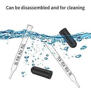 Eye Dropper for Essential Oils 20 PCS - Pipettes Dropper with Black Rubber Head, Straight-Tip Calibrated Thick Glass Medicine Dropping Pipettes for Accurate Easy Dose and Measurement 1 mL Capacity