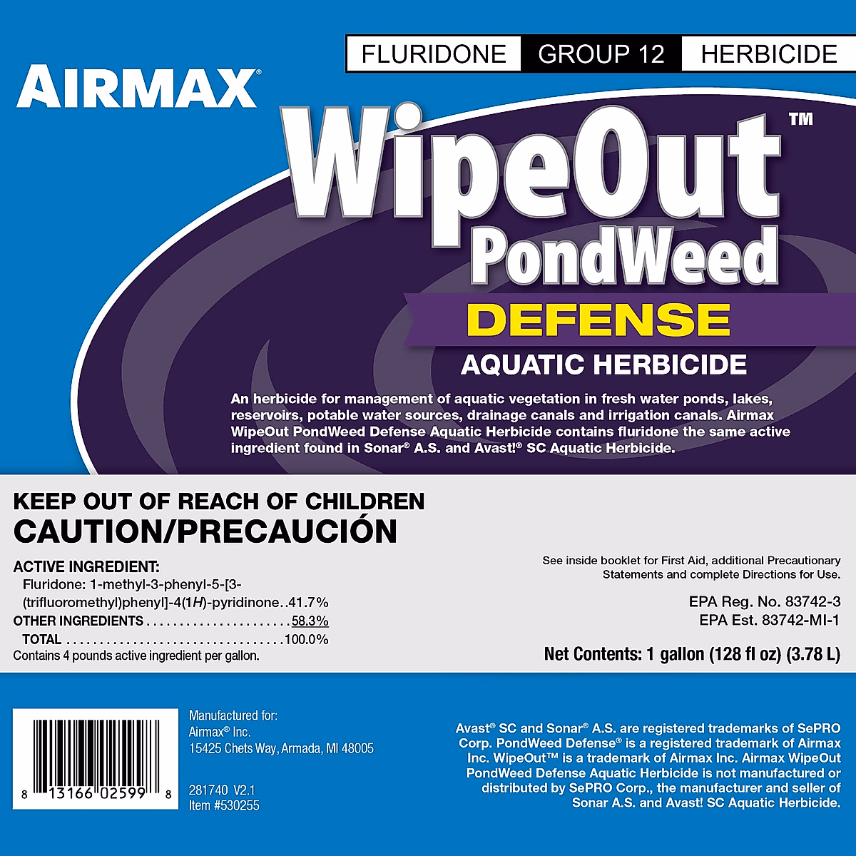 Airmax Wipeout Pond Weed Defense, Herbicide & Aquatic Weed Control, Controls Duckweed & Other Unwanted Submerged & Floating Vegetation, Easy-to-Use & Long Lasting, All-Season Treatment - 32 Ounce