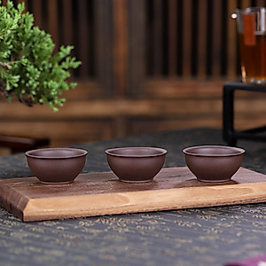 SILINE 3 PCS Zisha Gongfu Teacup,2.2 Oz Chinese Yixing Purple Clay Tea Cup for Brew Kung Fu Tea,Used with the Teapot