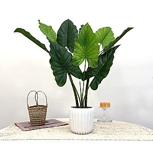 25" Fake Plant in White Pot - Fake Plant Indoor House Plant Artificial Palm Plant in Geometrically Designed for Home, Bedroom, Garden, Office Large Faux Plant for House Decor