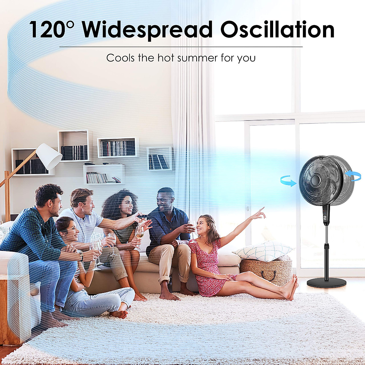 Outdoor Fan - 2 in 1 Portable Floor Fan, Cooling Floor Fan with Remote Control, 4 Speeds, 3 Modes, Ultra Quiet Outdoor Fans with Adjustable Height and Tilt, 7.5-Hour Timer Pedestal Fan for Bedroom
