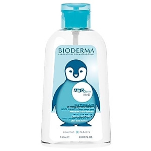 Bioderma ABCDerm H2O - Baby Skin Care - Micellar Cleansing Water for Babies and Kids, Blue, 33.8 Fl Oz