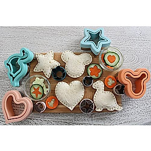 Sandwich cutter and sealer set, 9pc Uncrustables sandwich maker for kids, Vegetable/fruit cutter set, Bento box accessories, DIY cookie cutter (Stainless Steel, Multicolor)