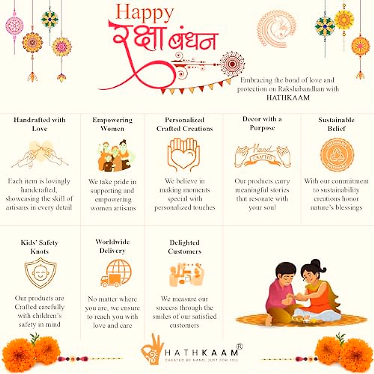 HATHKAAMSet of 2 Rakhi for Brother Traditional Handmade Designer Rakhi Bracelet Made with Colorful Bead & Universal Fit Strong Thread Band Sister Rakhee Gift for Indian Festival Rakhsha Bandhan