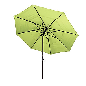 California Umbrella 11' Rd Tahoe Series Aluminum Patio Umbrella, Crank Lift, Collar Tilt, Bronze Finish, Sunbrella Parrot Fabric