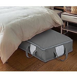 Sorbus Foldable Storage Bag Organizer Set, Large Clear Window & Carry Handles, Great for Clothes, Blankets, Closets, Bedrooms, and More (Gray)