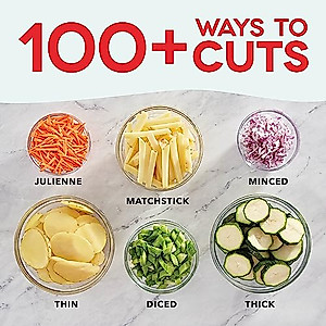 DASH Safe Slice® Mandoline Slicer, Julienne + Dicer for Vegetables, Meal Prep & More with 30+ Presets & Thickness Adjuster - Grey