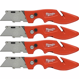 Milwaukee 48-22-1901 Fastback Press and Flip Utility Knife with Belt Clip and Onboard Wire Stripping (Set of 4)