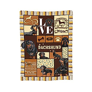 Dachshund Throw Blanket Dachshund Dog Print Blanket Gifts for Kids Adults Super Soft Cozy Warm Plush Fleece Flannel Blanket for Couch Bed Sofa Chair Living Room Dorm Decor 40''X50''