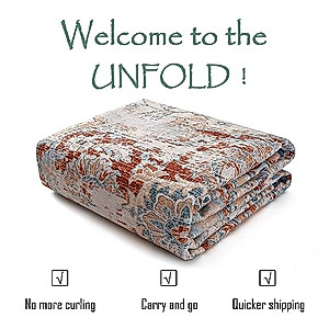 COZYLOOM Area Rug 8x10 Boho Tribal Area Rug Vintage Medallion Rug Large Washable Rug Distressed Oriental Non-Slip Print Floor Carpet for Living Room Bedroom Home Office Foldable Beige