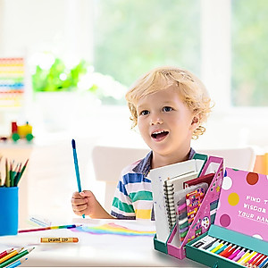 KIDDYCOLOR Kids Art Set, 88pcs Drawing Art Kit, Portable Art Set Case with Easel & Bookshelf, Multifunctionanl Painting Drawing Art Supplies for Kids Girls Boys Gifts