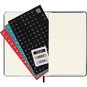 Moleskine DHB12WH2Y24 Notebook, Beginning January 2024, Weekly Diary, Horizontal (Horizontal) Hard Cover, Pocket Size (W x H x H): 3.5 x 5.5 inches (9 x 14 cm), Black