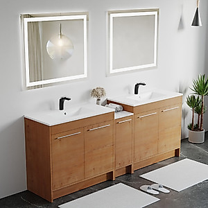 Dowell Oak Natural Bathroom Vanity with Ceramic Sink Combo, Modern Bathroom Cabinet with Soft-Close Door, Freestanding Single Bathroom Vanity Set (36 Inch)