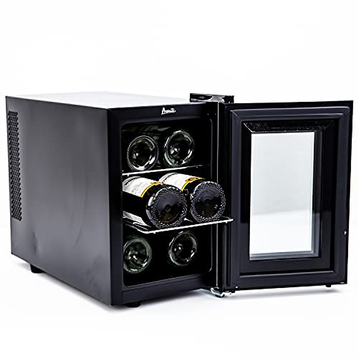 Avanti WCT6C4S Wine Cooler Refrigerator with 6 Bottle Capacity, Thermoelectric Cooling, Freestanding WineCellar, Temperature LED Display, Black